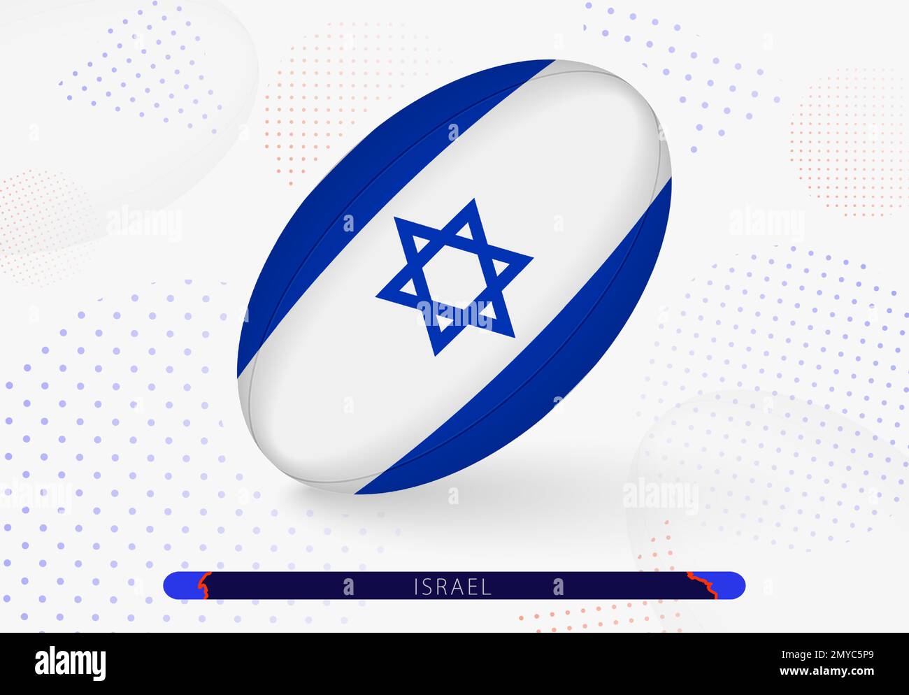 Rugby ball with the flag of Israel on it. Equipment for rugby team of ...