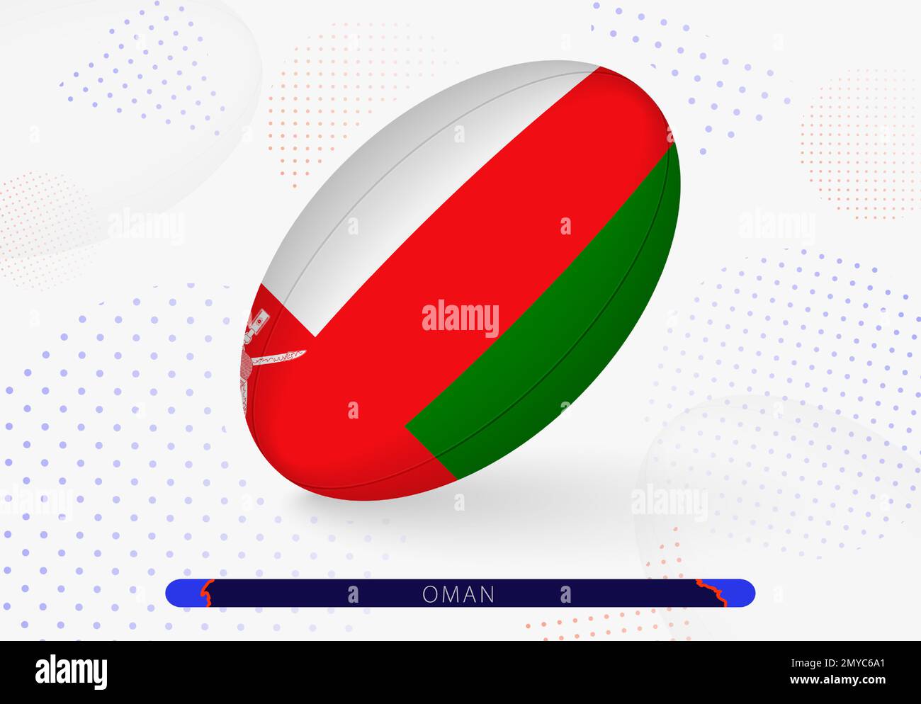 Rugby ball with the flag of Oman on it. Equipment for rugby team of ...