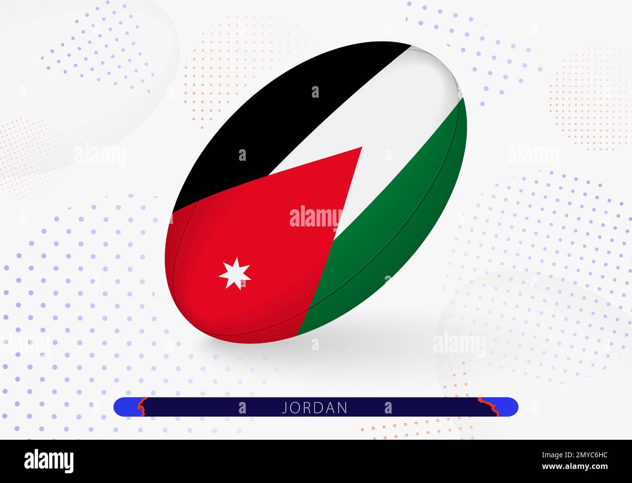Rugby ball with the flag of Jordan on it. Equipment for rugby team of ...