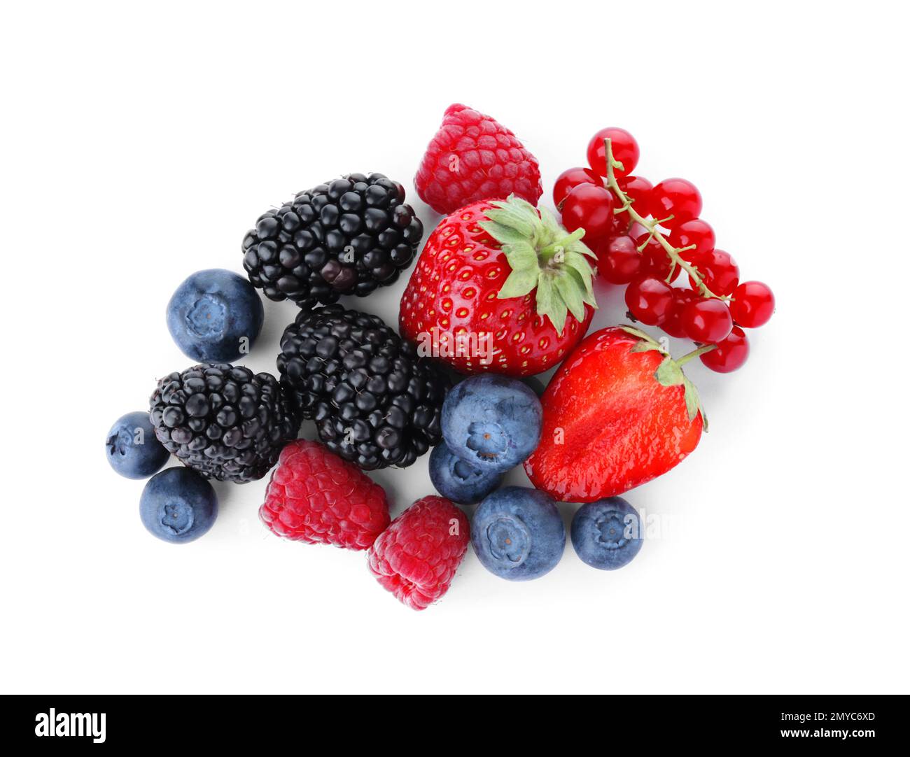 Mix of different fresh berries isolated on white, top view Stock Photo ...