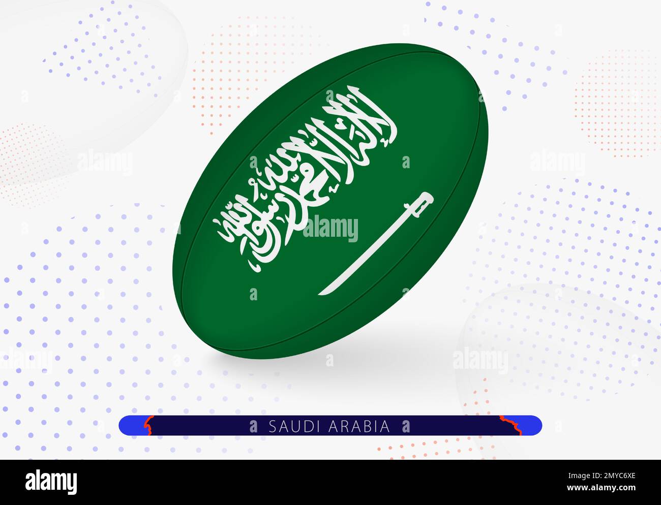 Rugby ball with the flag of Saudi Arabia on it. Equipment for rugby ...