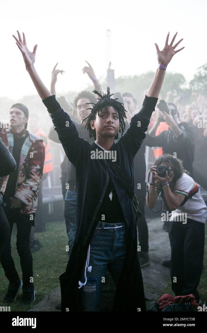 Willow Smith dances in the pit as he watches Clavin Harris perform at ...