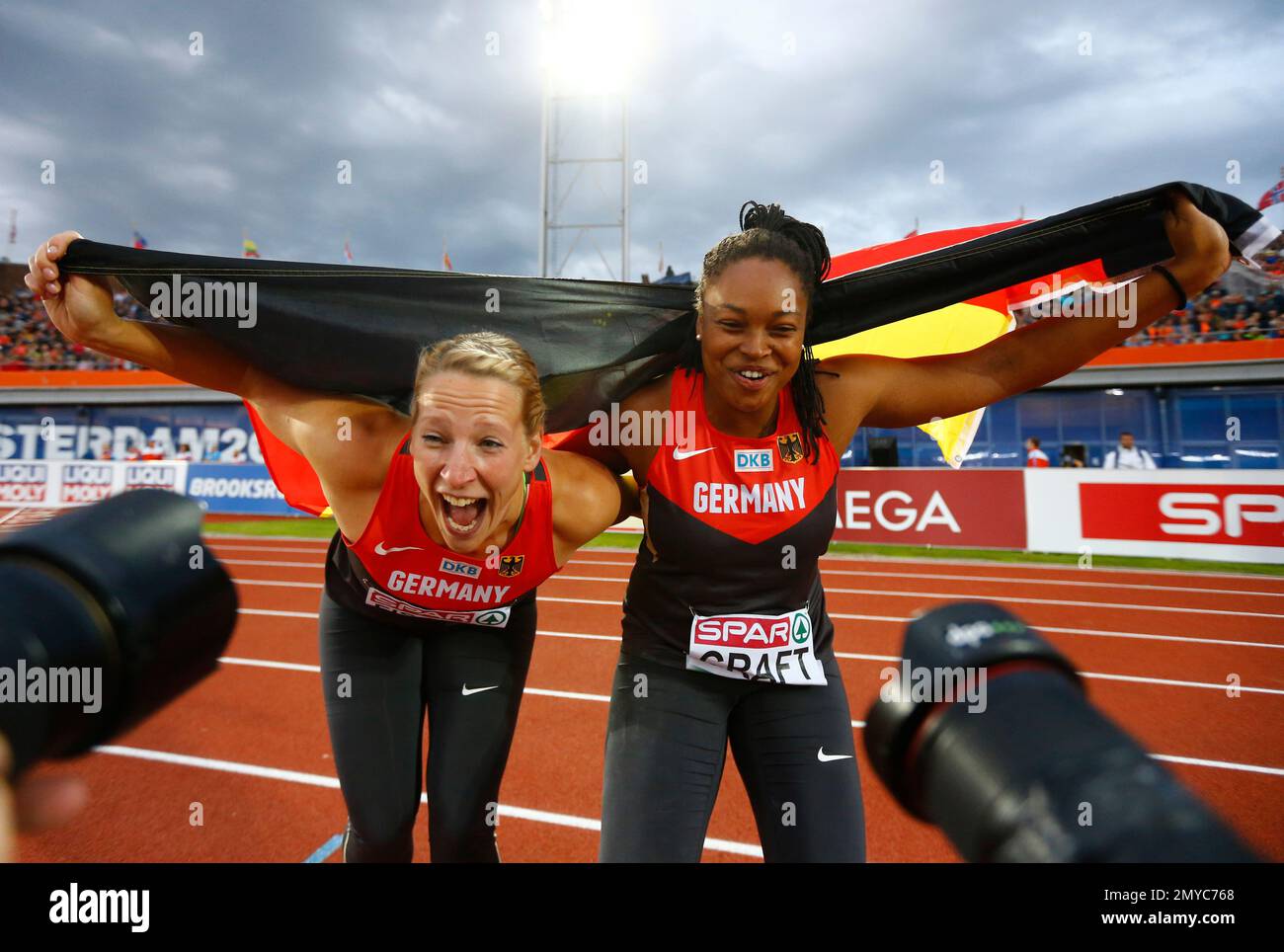 Germany's silver medal winner Julia Fischer, left, and bronze medal ...