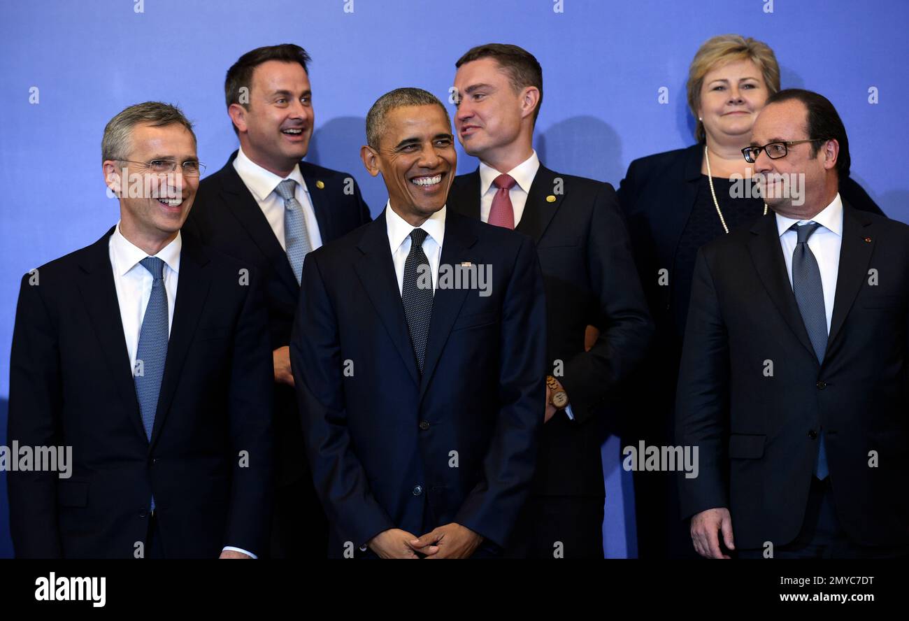 President Barack Obama is all smiles as he participates in a NATO ...