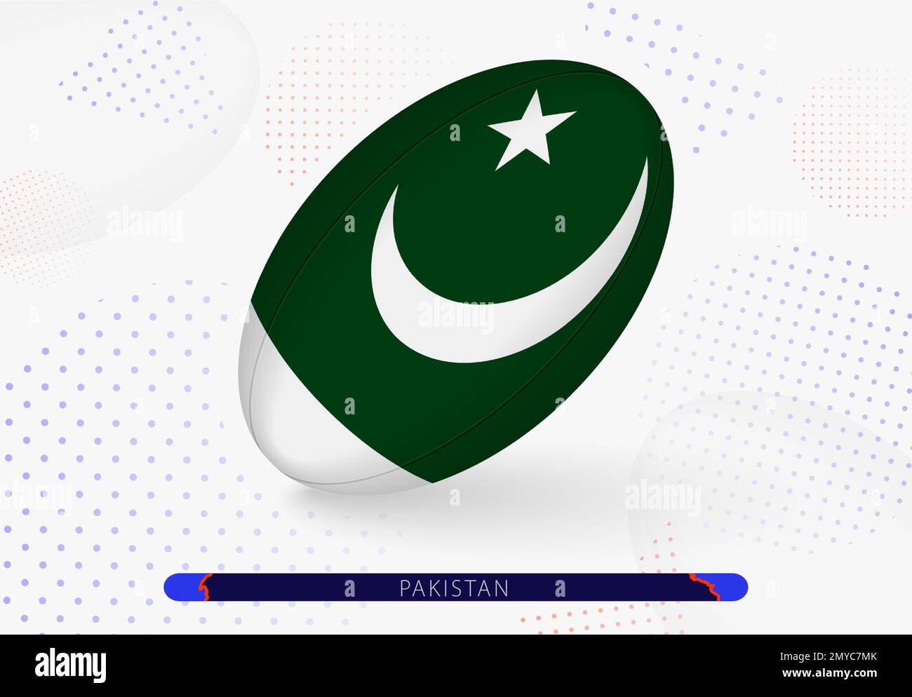 Rugby ball with the flag of Pakistan on it. Equipment for rugby team of ...