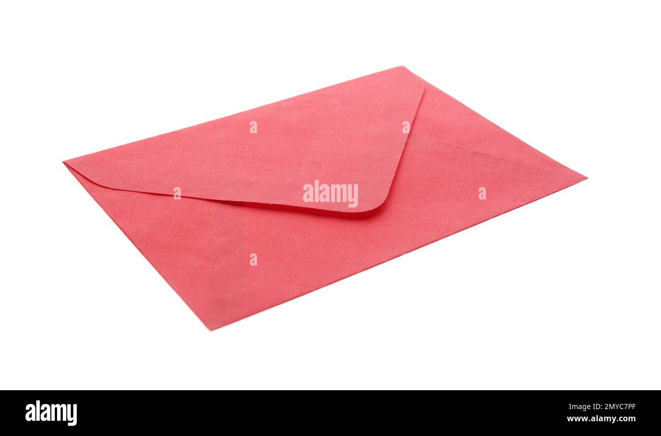 Red paper envelope isolated on white. Mail service Stock Photo - Alamy