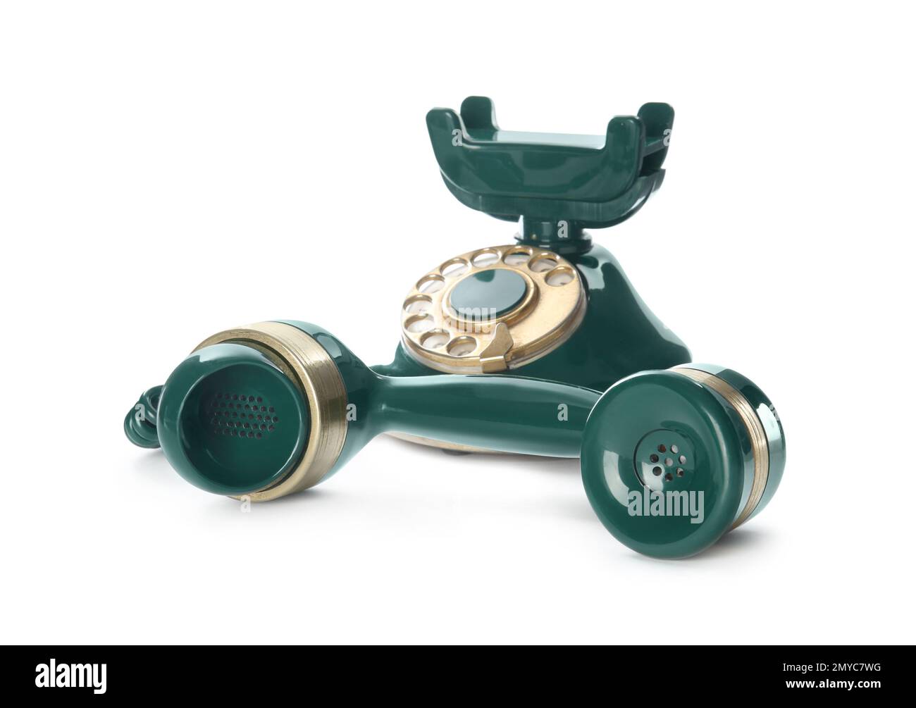Old green rotary telephone handset Cut Out Stock Images & Pictures - Alamy
