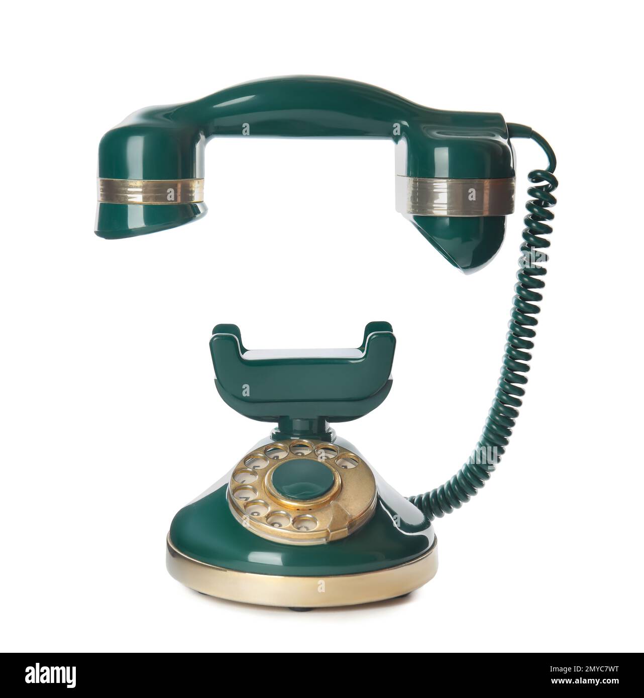 Old green rotary telephone handset Cut Out Stock Images & Pictures - Alamy