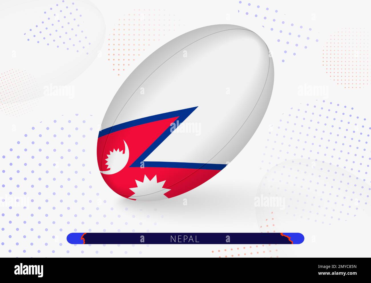 Rugby ball with the flag of Nepal on it. Equipment for rugby team of ...