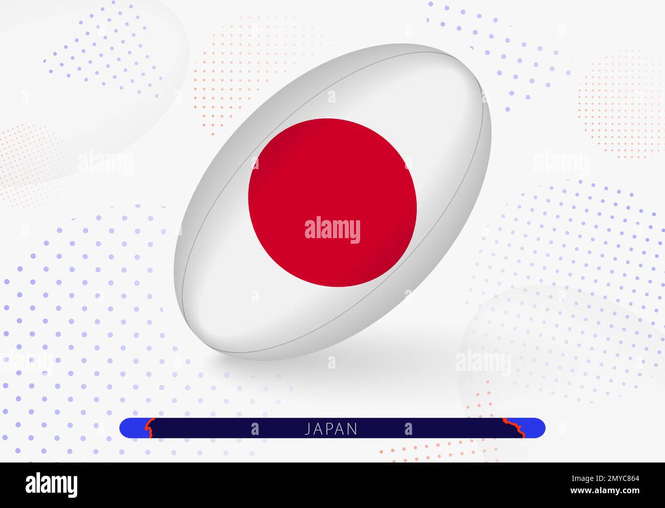 Rugby ball with the flag of Japan on it. Equipment for rugby team of ...