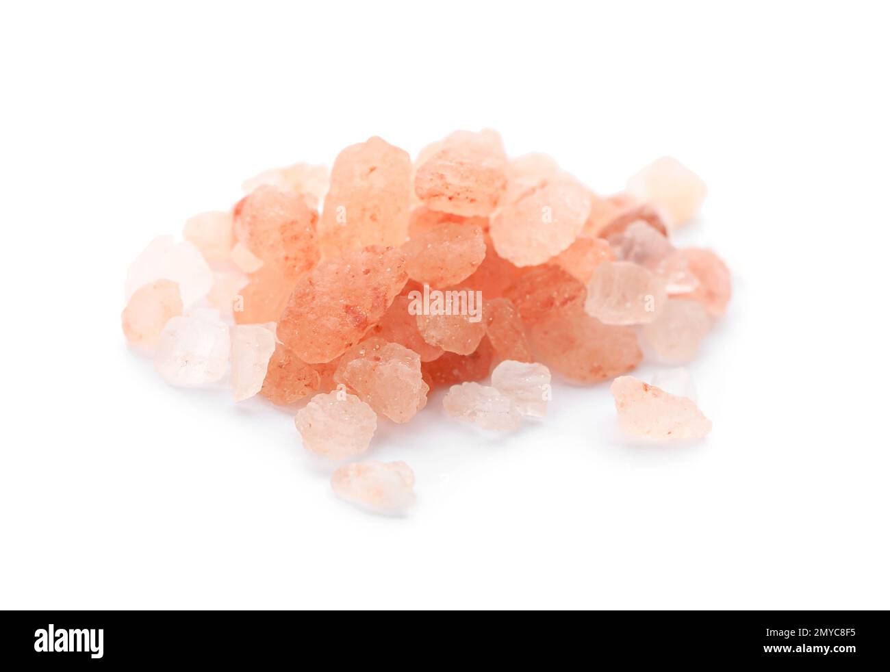 Pile of pink himalayan salt isolated on white Stock Photo - Alamy