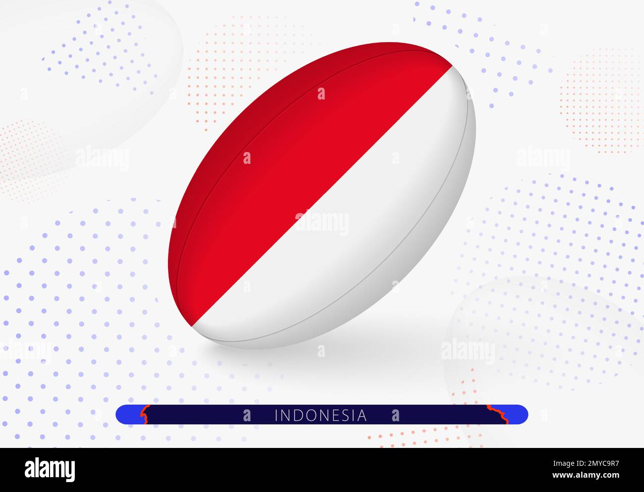 Rugby ball with the flag of Indonesia on it. Equipment for rugby team ...