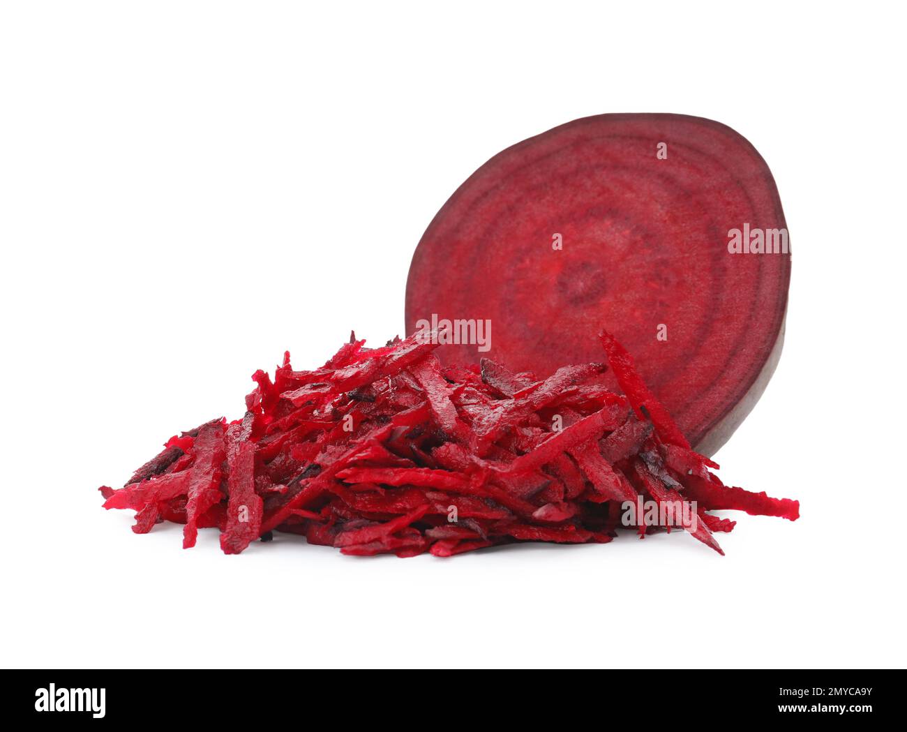 Cut and grated fresh red beet and on white background Stock Photo - Alamy