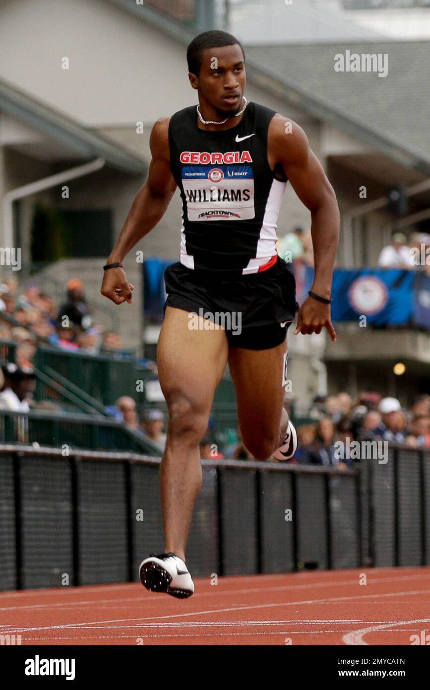 Kendal Williams finishes his heat during men's 200-meter run at the U.S ...