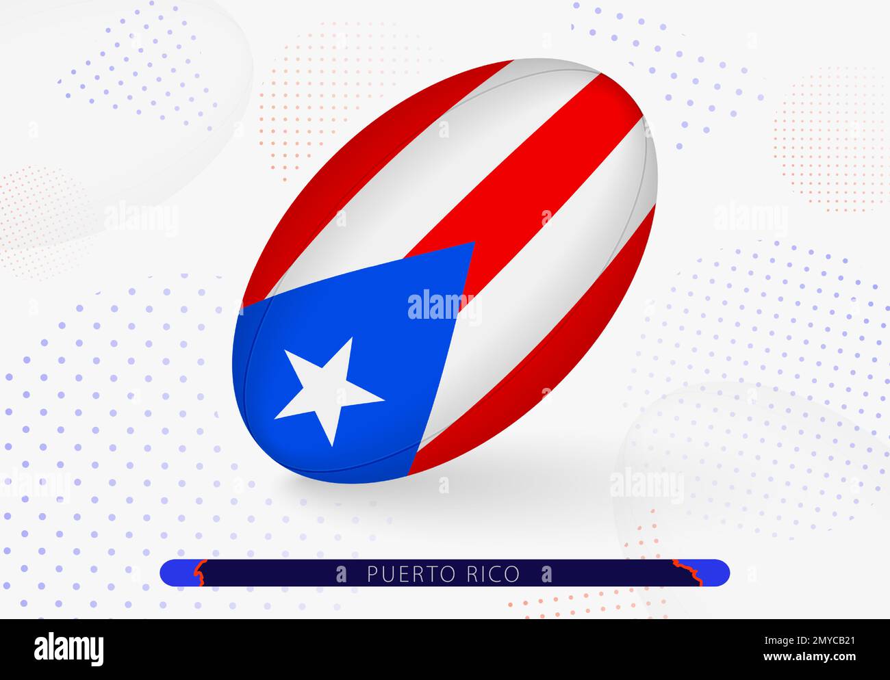 Rugby ball with the flag of Puerto Rico on it. Equipment for rugby team ...