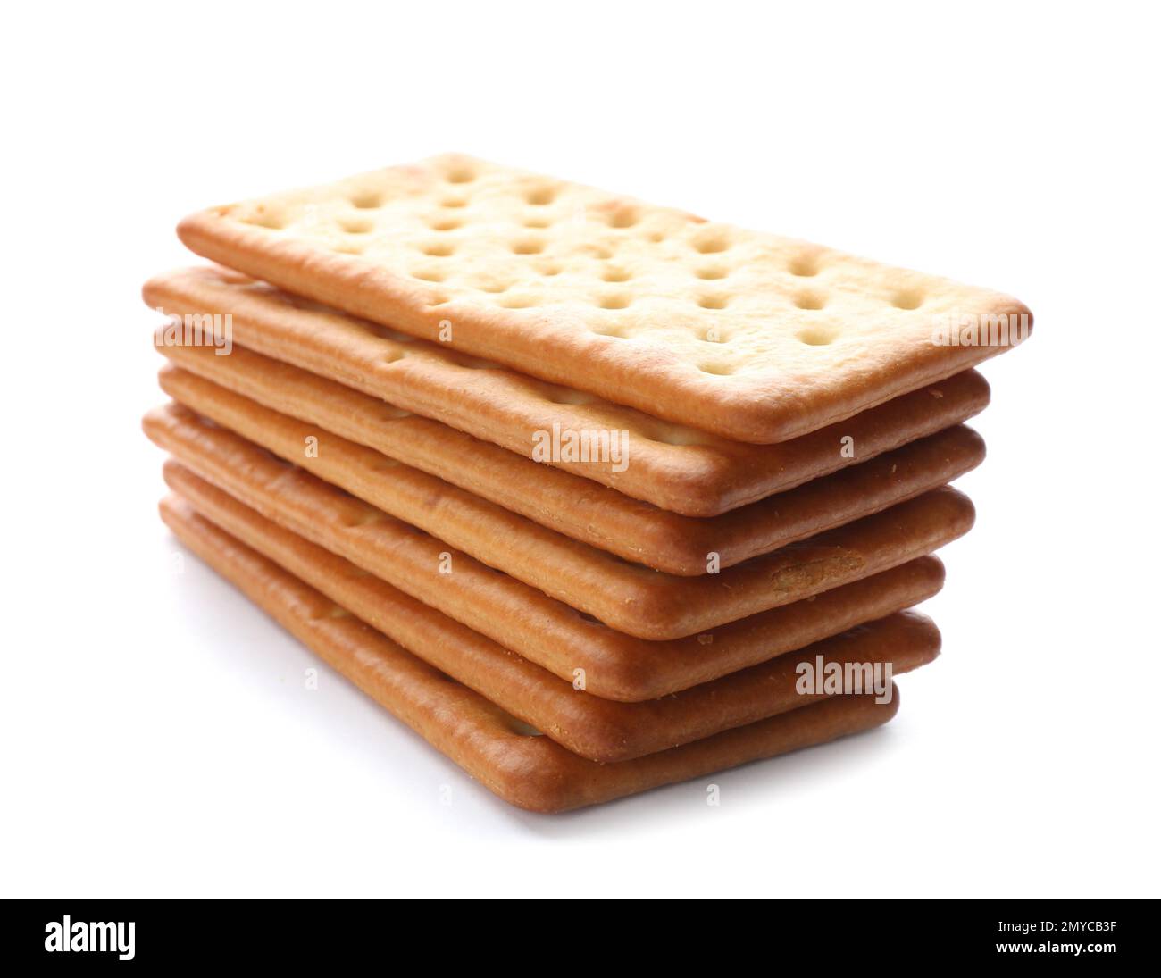 Stack of delicious crispy crackers isolated on white Stock Photo - Alamy