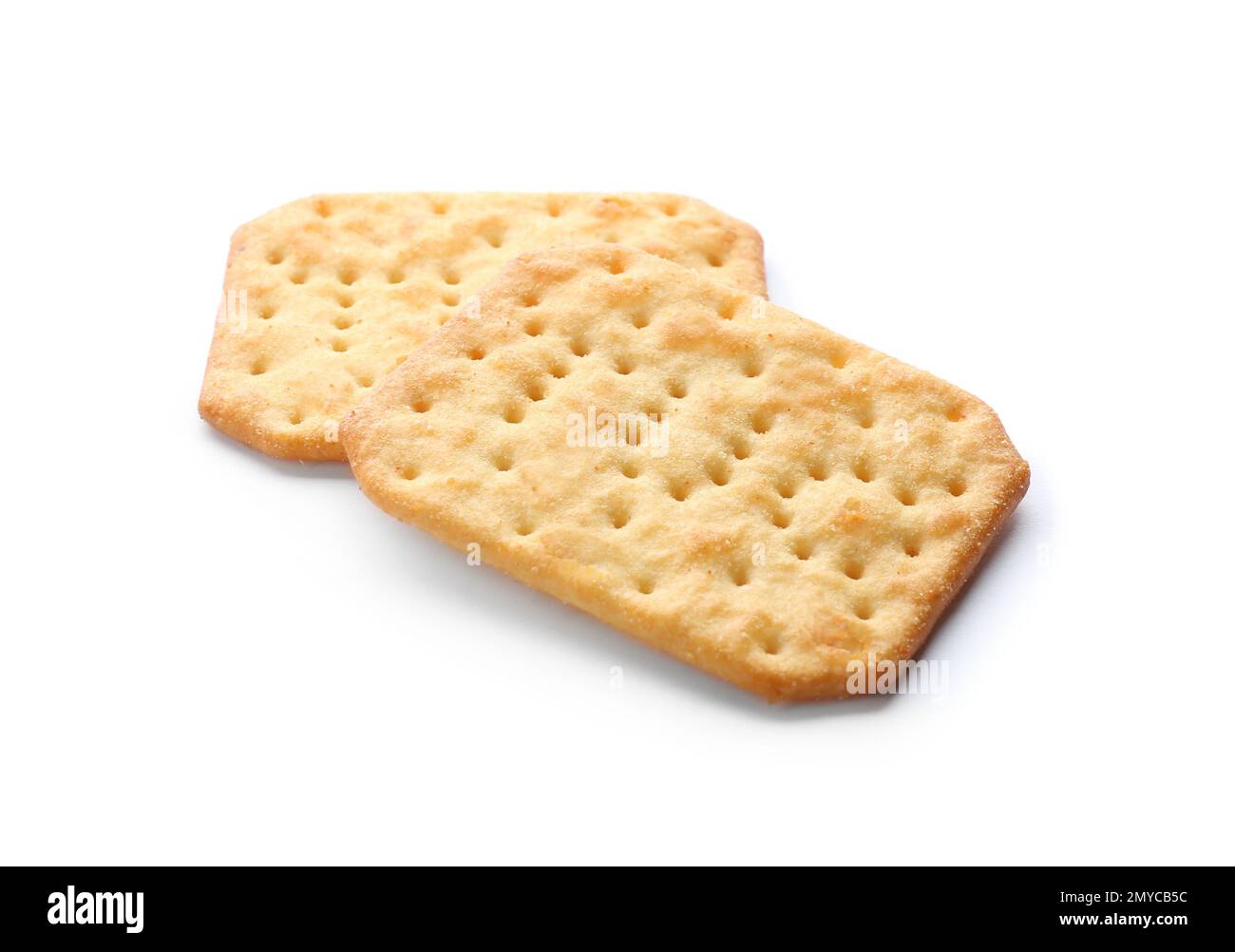 Crispy crackers isolated on white. Delicious snack Stock Photo - Alamy