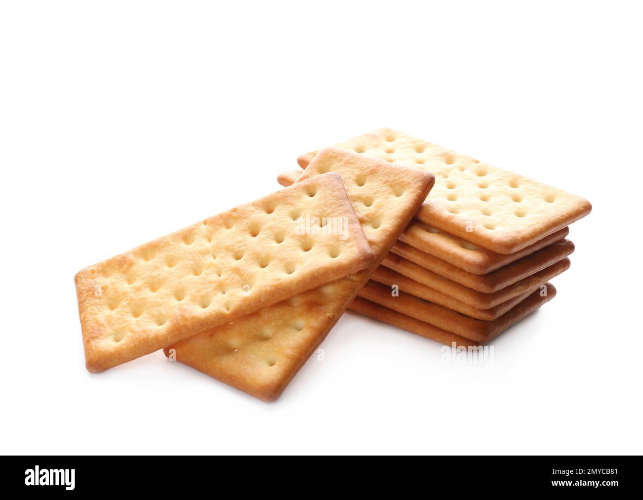 Stack of delicious crispy crackers isolated on white Stock Photo - Alamy
