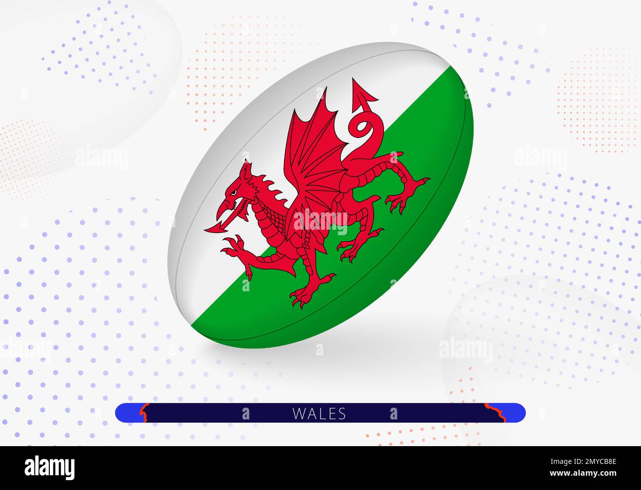 Rugby ball with the flag of Wales on it. Equipment for rugby team of ...