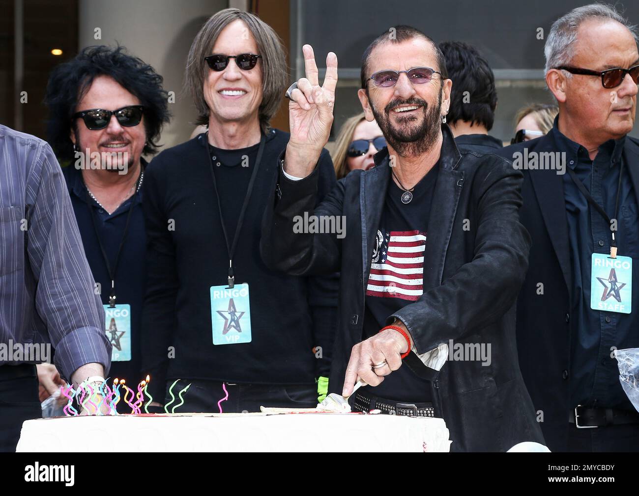 Ringo Starr, second right, appears at his 76th birthday celebration at ...