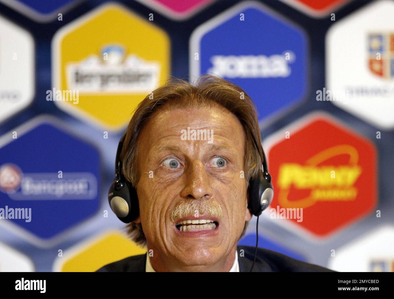 German soccer coach Christoph Daum speaks during a press conference in ...
