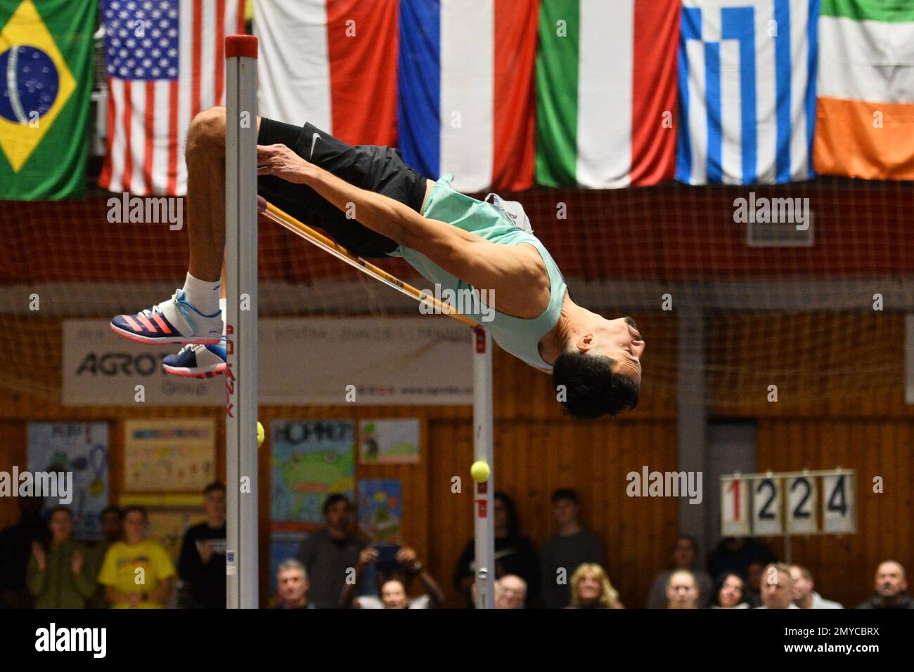 Edgar Rivera of Mexico competes in men's high jump race during the ...