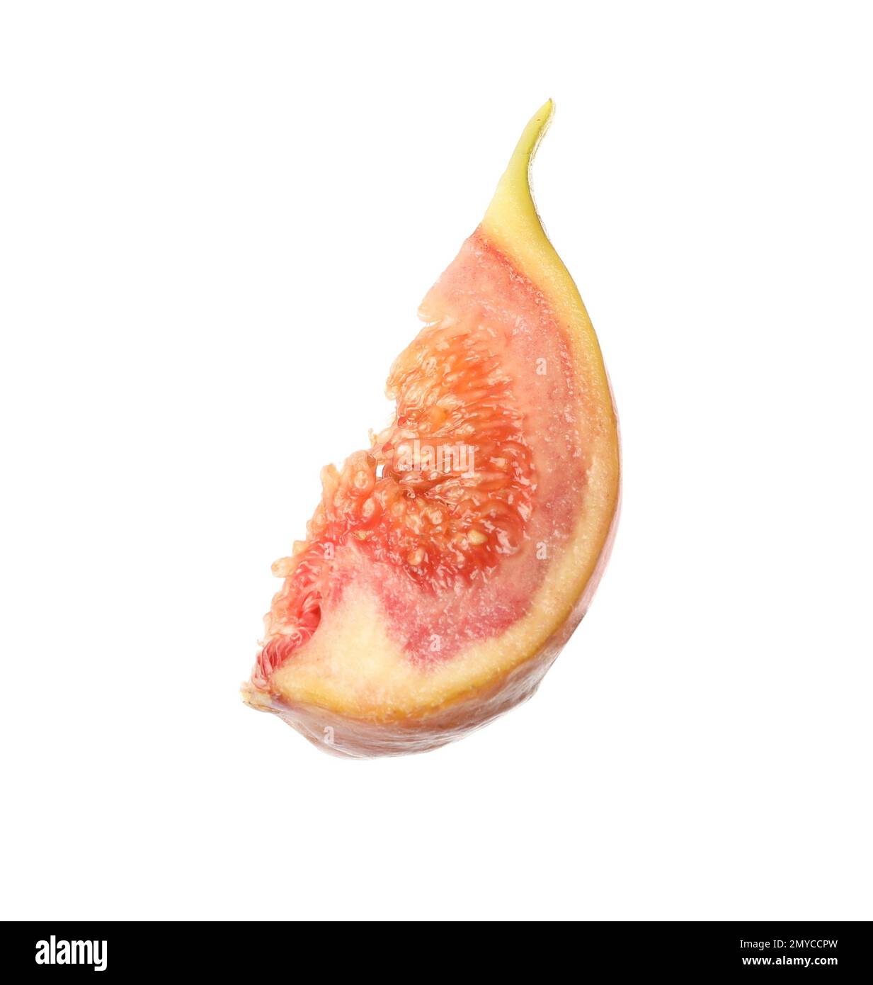 Slice of tasty orange fig isolated on white Stock Photo - Alamy
