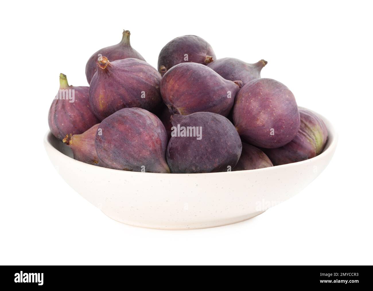 Whole tasty fresh figs in bowl on white background Stock Photo - Alamy