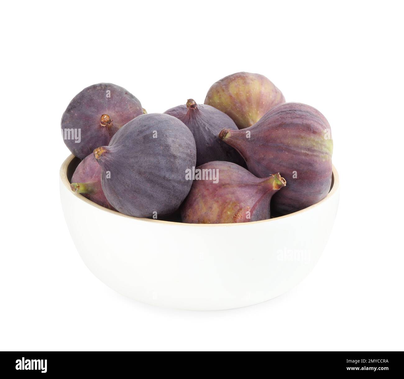 Whole tasty fresh figs in bowl on white background Stock Photo - Alamy