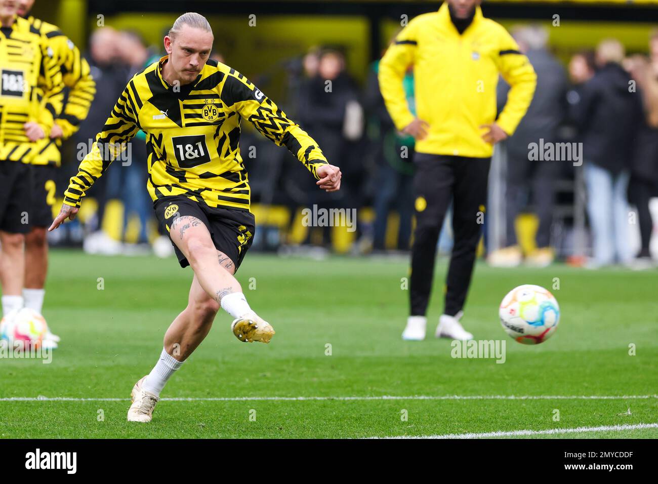 DORTMUND, GERMANY - FEBRUARY 4: Marius Wolf of Borussia Dortmund during ...