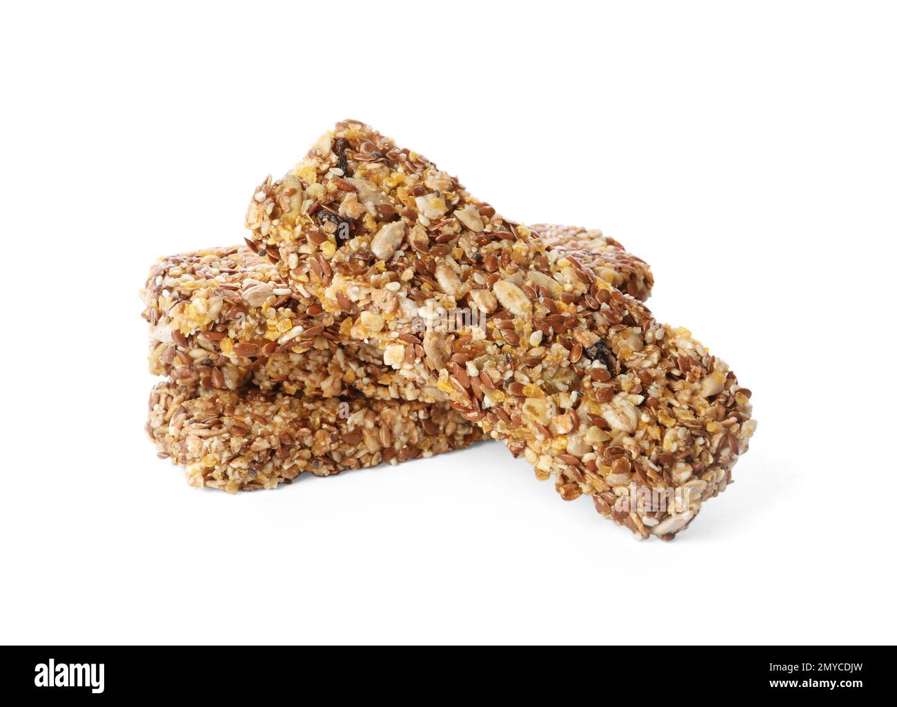 Crunchy granola bars on white background. Healthy snack Stock Photo - Alamy
