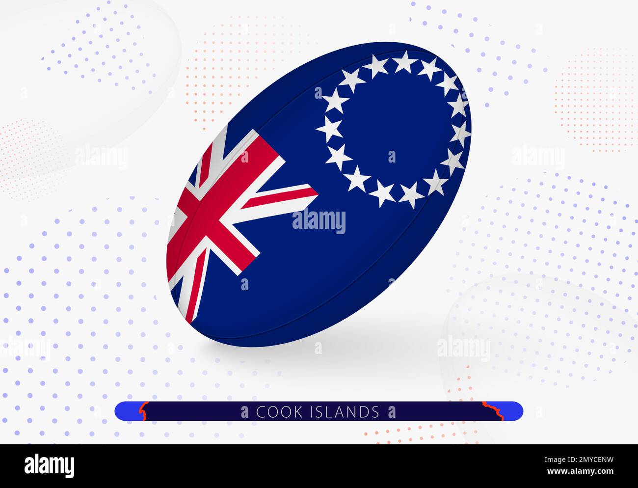 Rugby ball with the flag of Cook Islands on it. Equipment for rugby team of Cook Islands. Vector ...