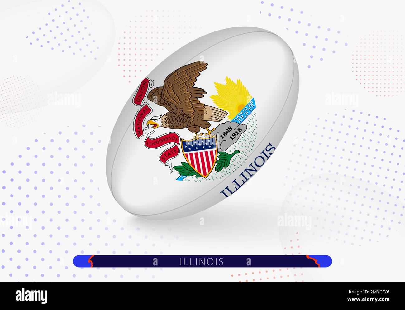 Rugby ball with the flag of Illinois on it. Equipment for rugby team of ...