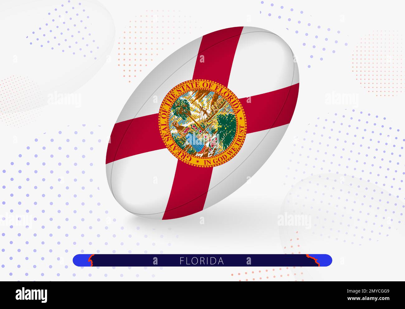 Rugby ball with the flag of Florida on it. Equipment for rugby team of ...