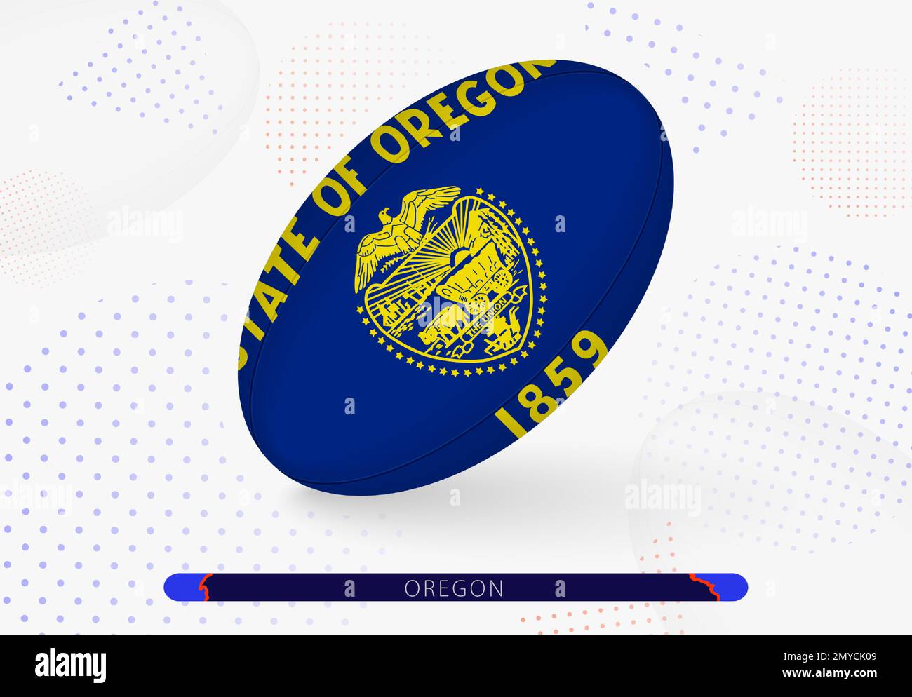 Rugby ball with the flag of Oregon on it. Equipment for rugby team of ...