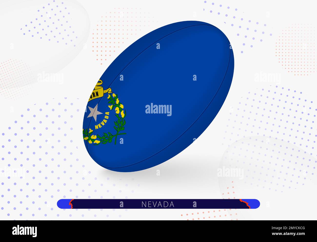 Rugby ball with the flag of Nevada on it. Equipment for rugby team of ...