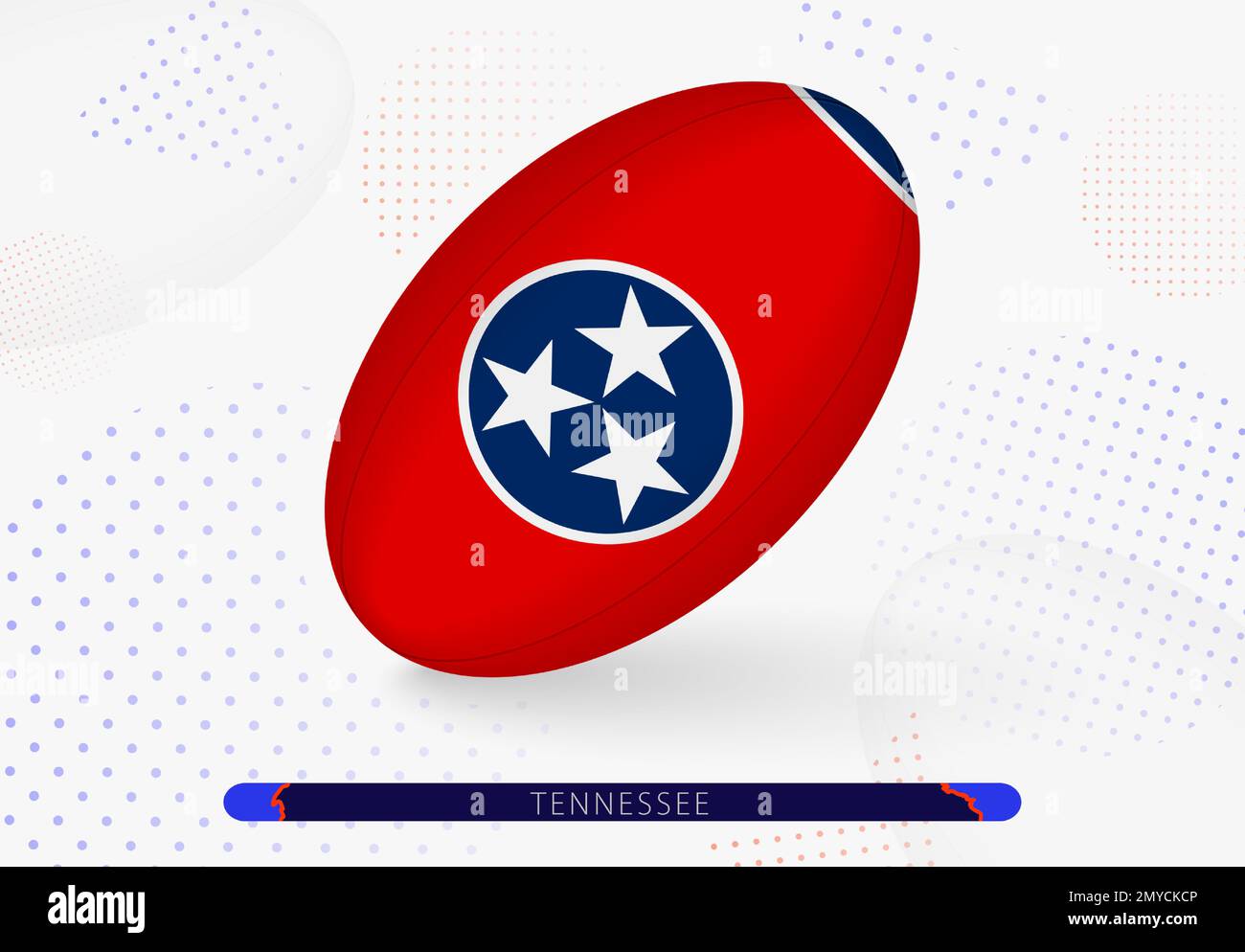 Rugby ball with the flag of Tennessee on it. Equipment for rugby team ...