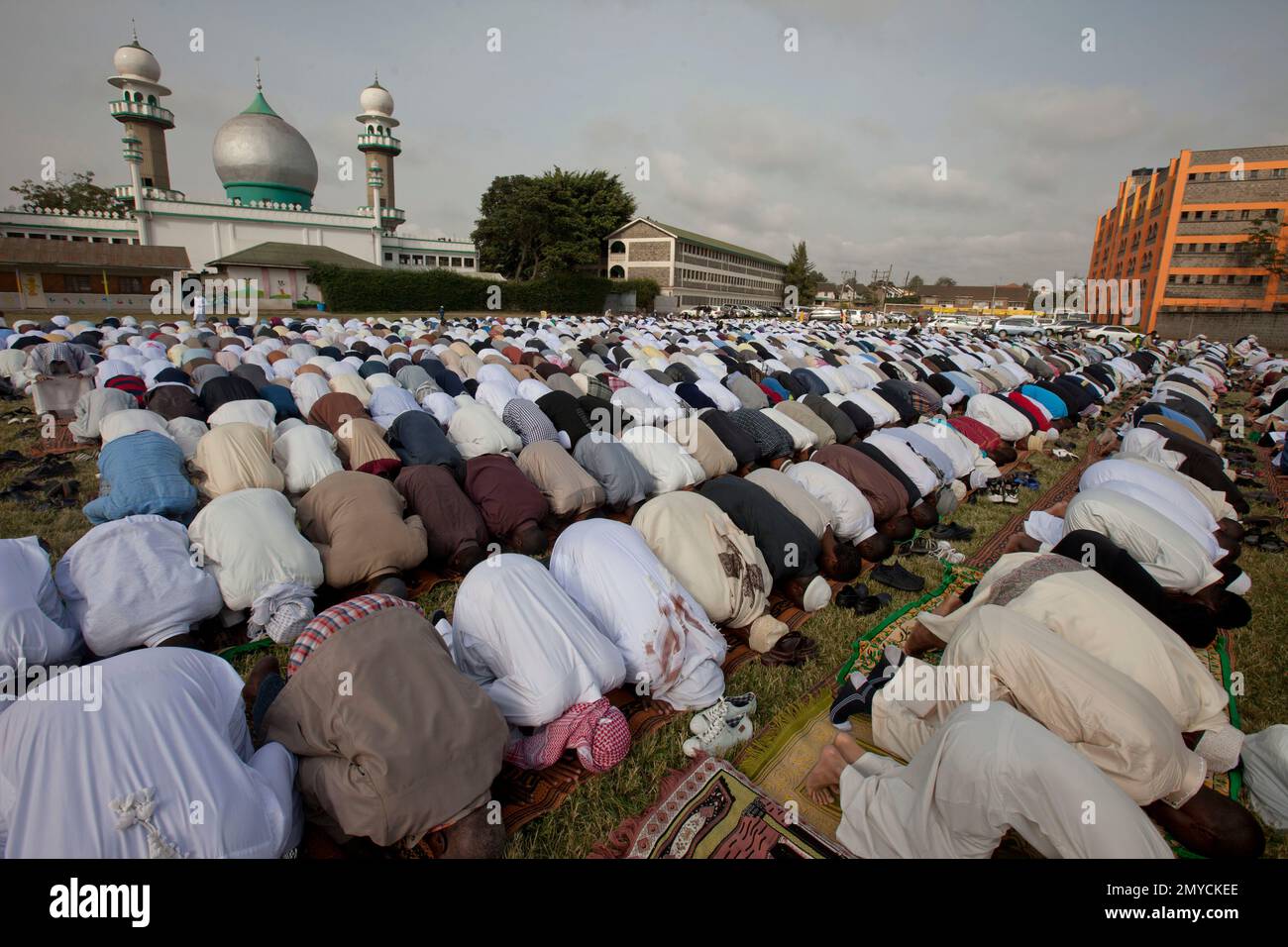 Kenyan Muslims pray during the Eid al-Fitr prayers marking the end of ...