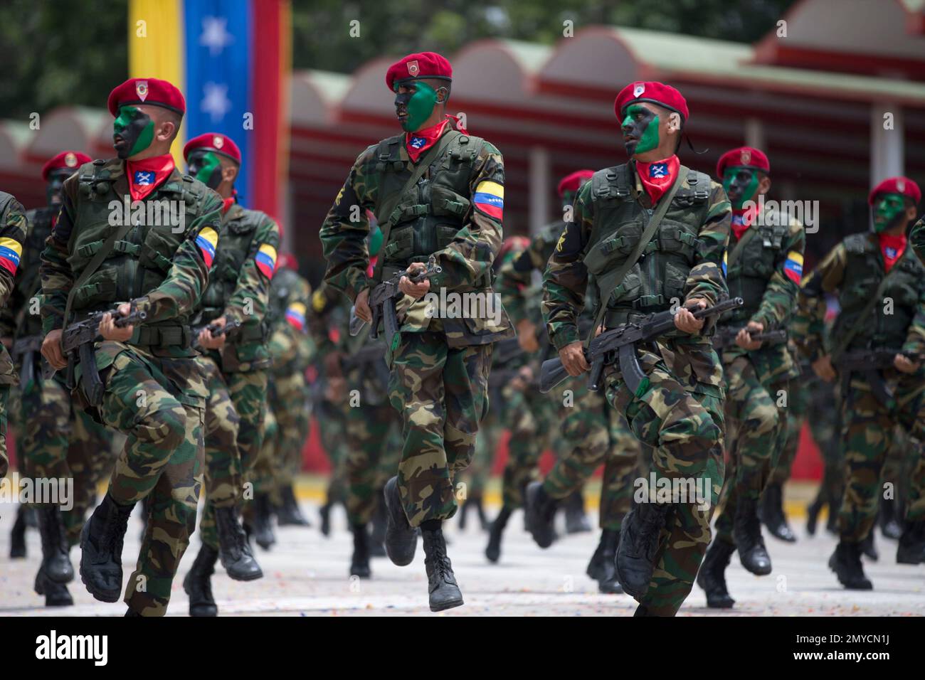 Soldiers march during a parade marking Venezuela's Independence Day in ...
