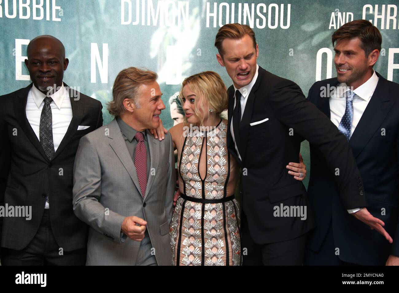 Actors Djimon Hounsou, from left, Christoph Waltz, Margot Robbie and ...