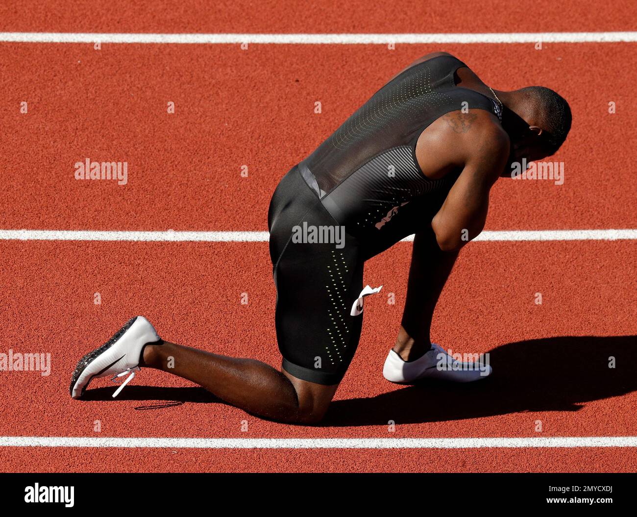 Justin Gatlin reacts after winning the men's 100-meter final at the U.S ...