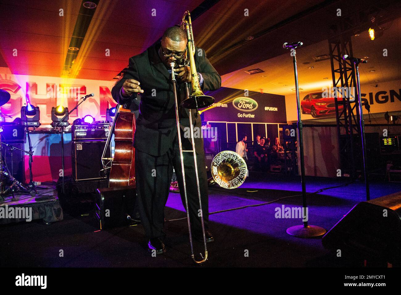 Ronell Johnson of the Preservation Hall Jazz Band seen at 2016 Essence ...