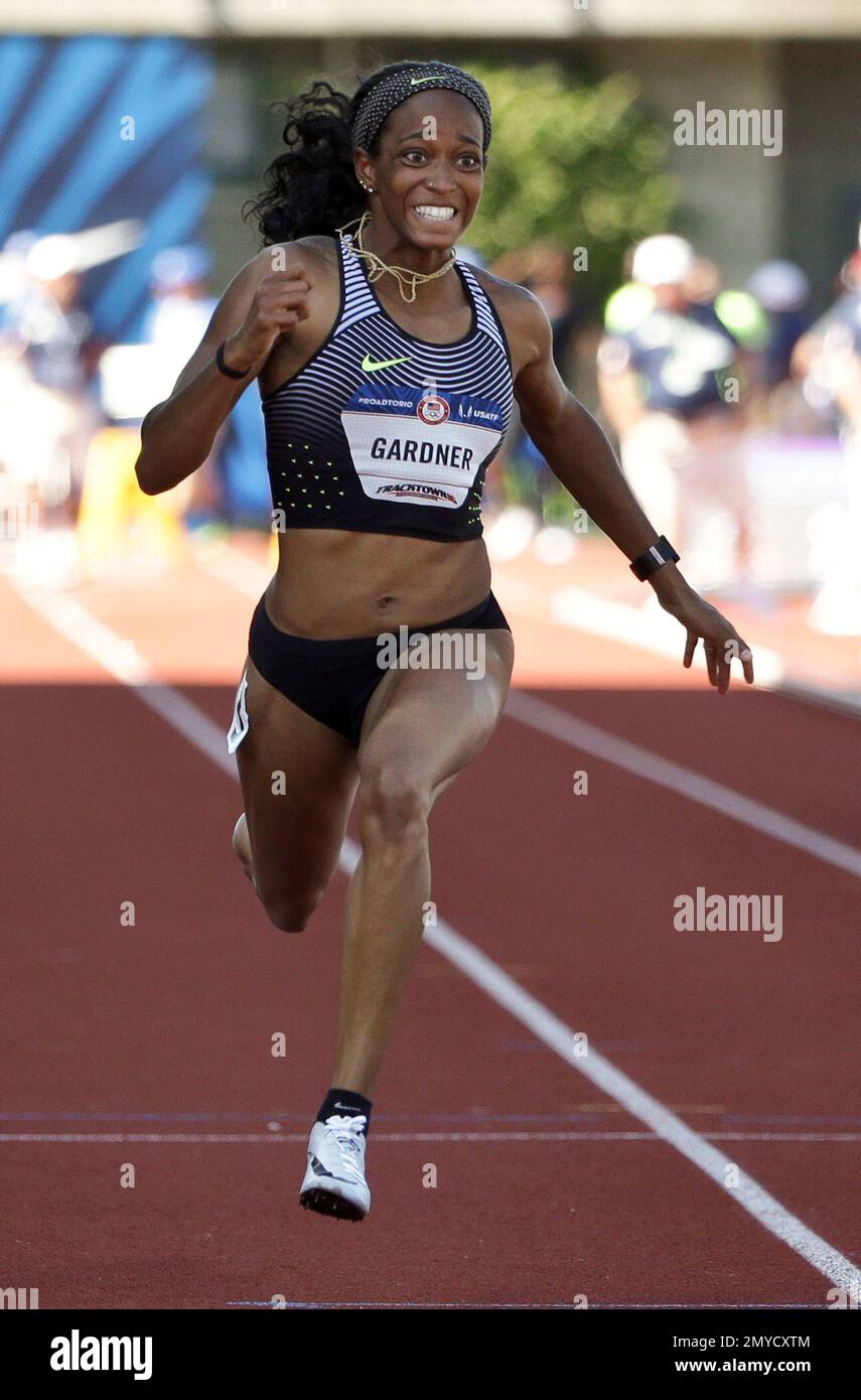 English Gardner wins her heat during for women's 100-meter semi-final ...
