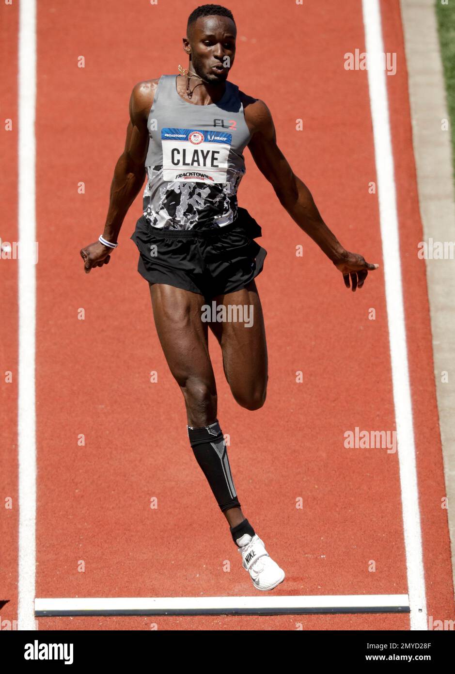 Will Claye competes during qualifying for men's long jump at the U.S ...