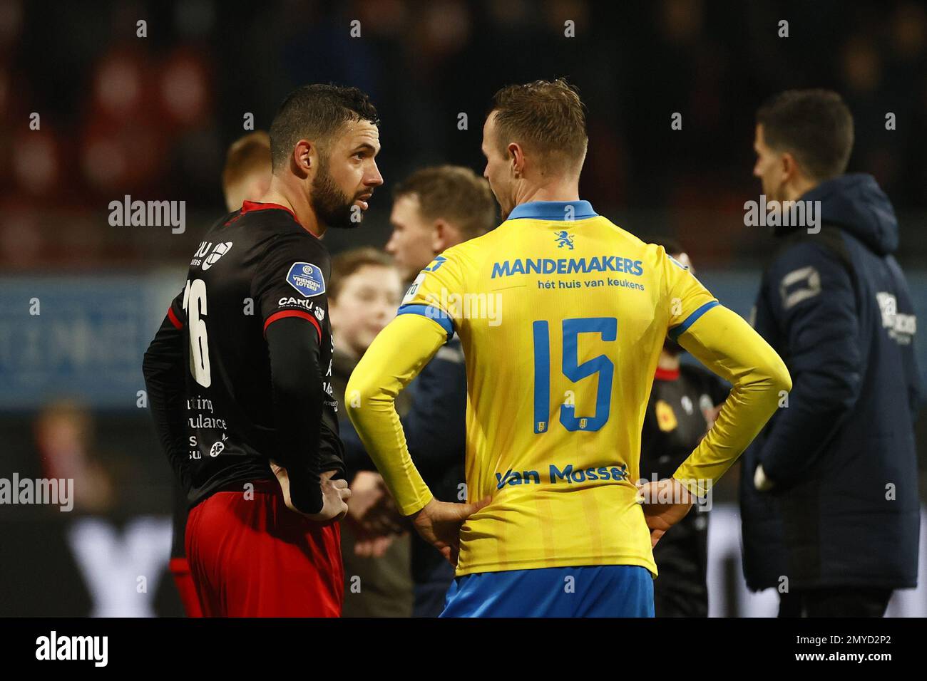 ROTTERDAM - (lr), Sven Nieuwpoort of Excelsior Rotterdam, Lars Nieuwpoort of RKC Waalwijk after ...