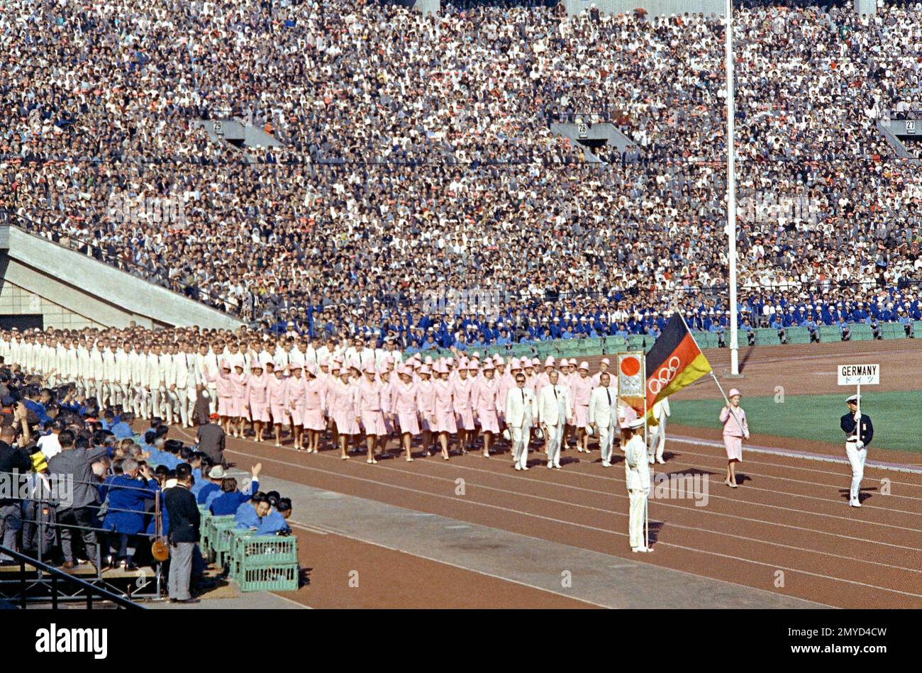 FILE - In this Oct. 10, 1964, file photo, the United Team of Germany ...