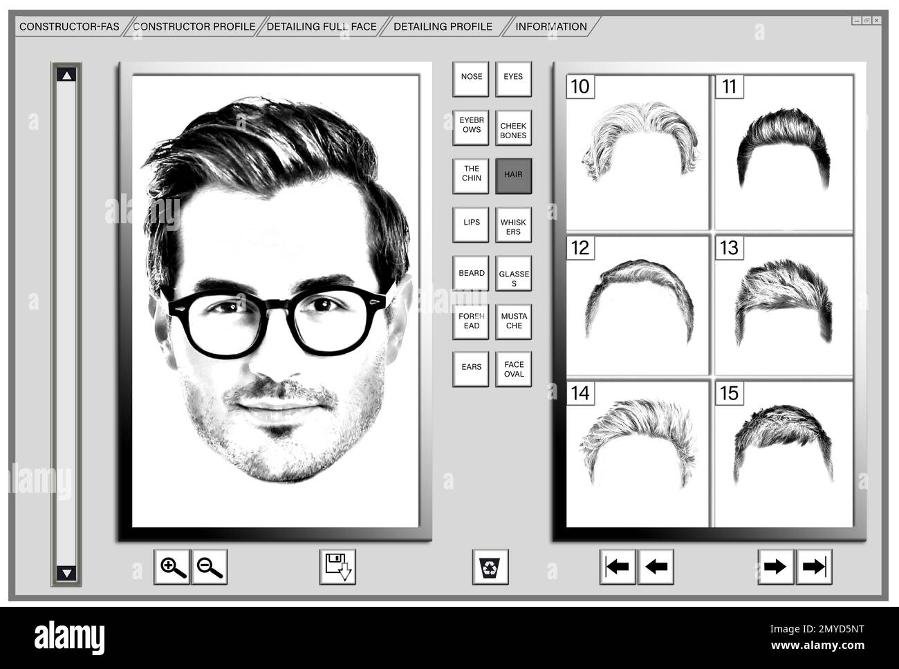 Facial composite software for reconstructing suspected person's face ...