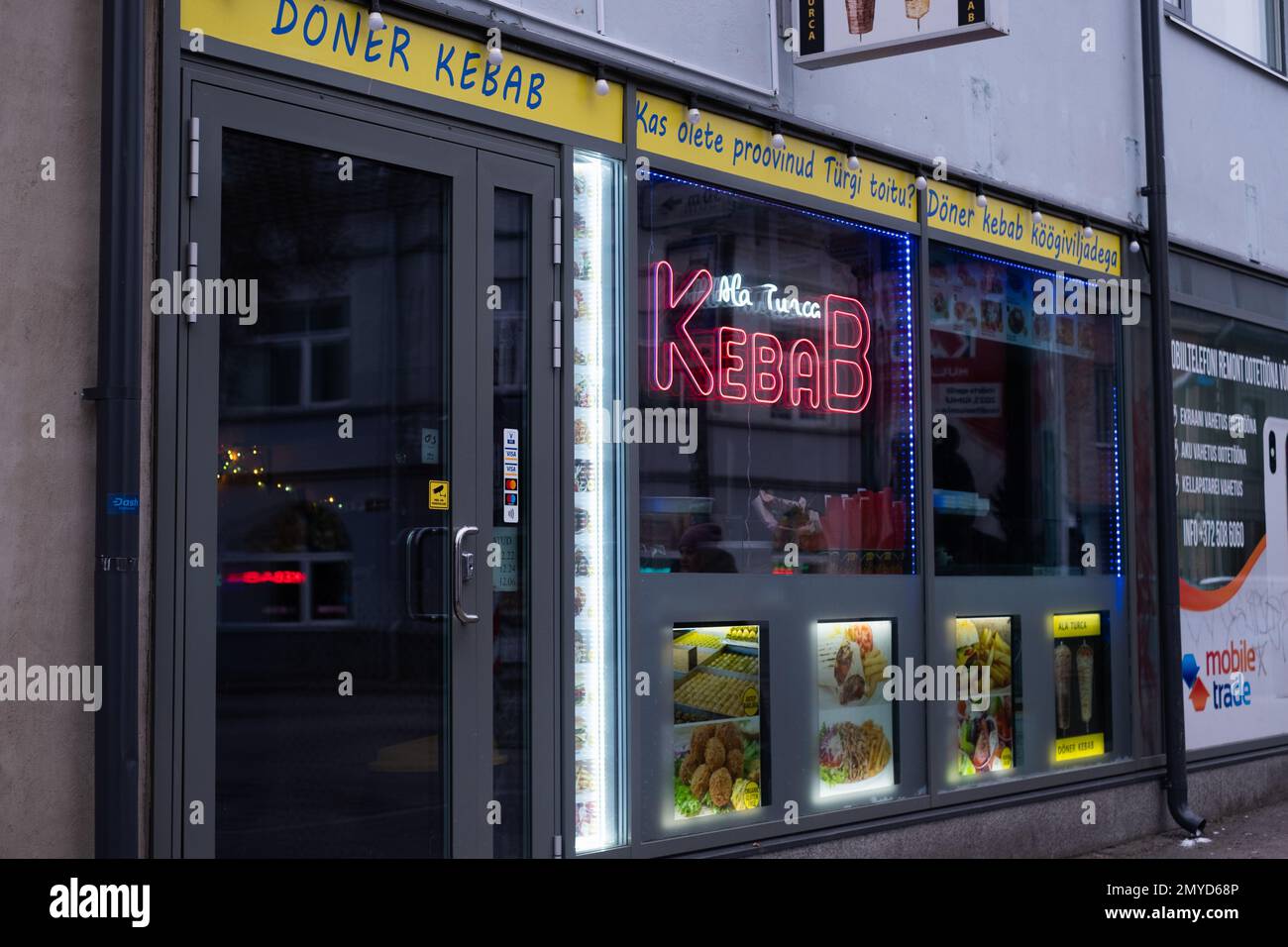 Tallinn, Estonia - Feb 4, 2023: Turkish Kebab fast food restaurant ...