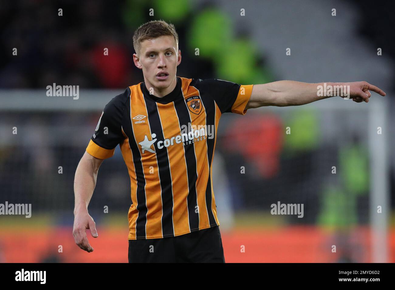 Greg Docherty #8 of Hull City gestures during the Sky Bet Championship ...