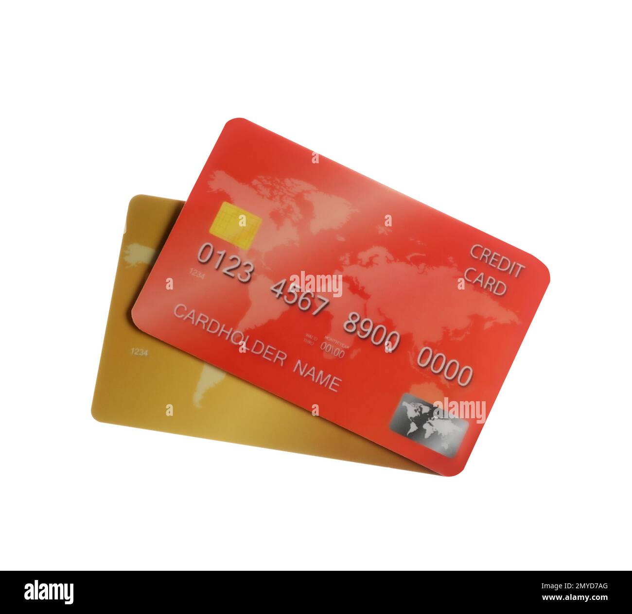 Different plastic credit cards on white background Stock Photo - Alamy